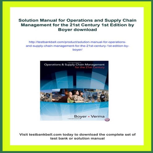 Solution Manual for Operations and Supply Chain Management for the 21st ...