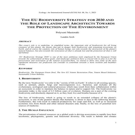 THE EU BIODIVERSITY STRATEGY FOR 2030 AND THE ROLE OF LANDSCAPE ...