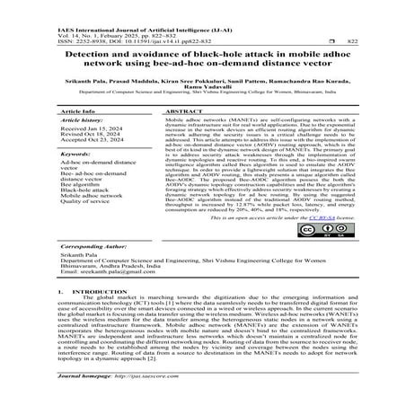 Detection and avoidance of black-hole attack in mobile adhoc network using bee-ad-hoc on-demand ...