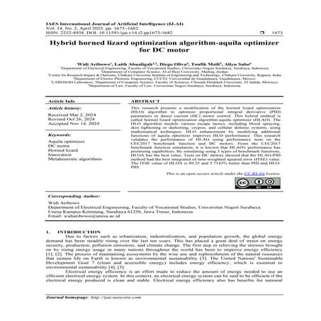 Hybrid horned lizard optimization algorithm-aquila optimizer for DC motor | PDF