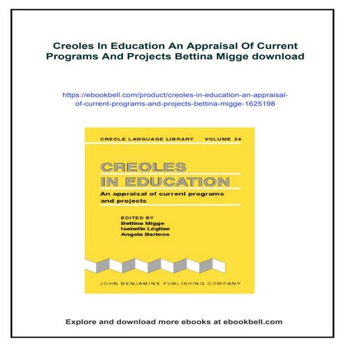 Creoles In Education An Appraisal Of Current Programs And Projects ...