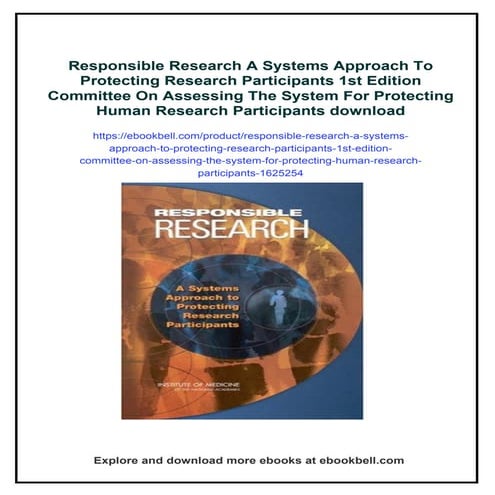 Responsible Research A Systems Approach To Protecting Research ...