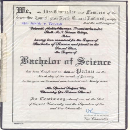Degree(B.SC.) Certificate | PDF