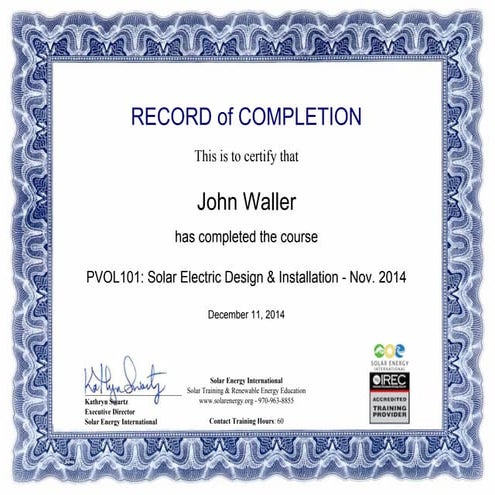 Record of Completion - RE100 | PDF