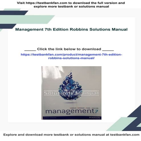 Management 7th Edition Robbins Solutions Manual | PDF