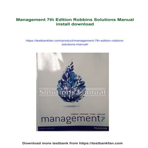 Management 7th Edition Robbins Solutions Manual | PDF