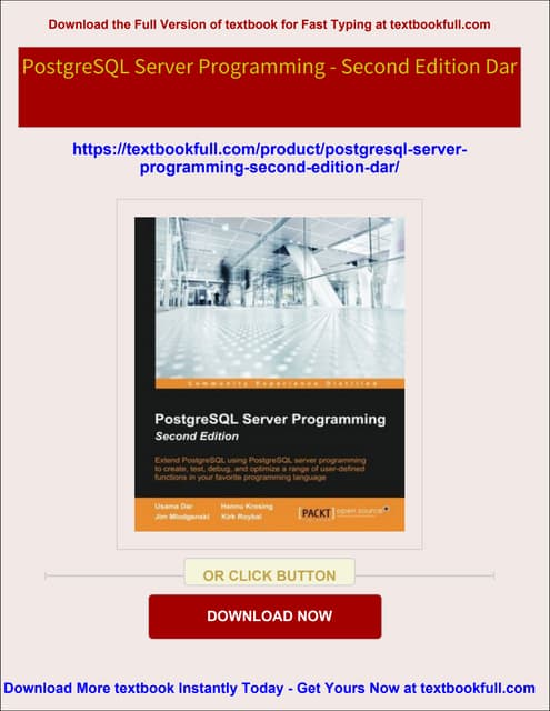 Get Postgresql Server Programming Second Edition Dar Free All 2710