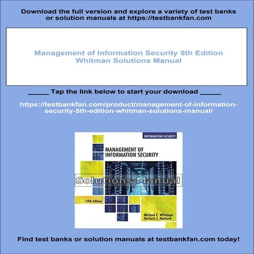 Management of Information Security 5th Edition Whitman Solutions Manual ...