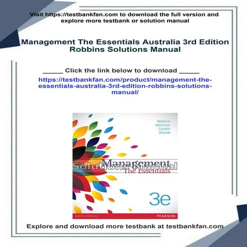 Management The Essentials Australia 3rd Edition Robbins Solutions ...
