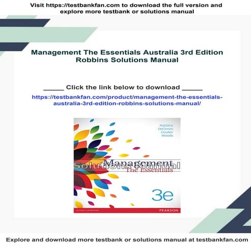 Management The Essentials Australia 3rd Edition Robbins Solutions ...