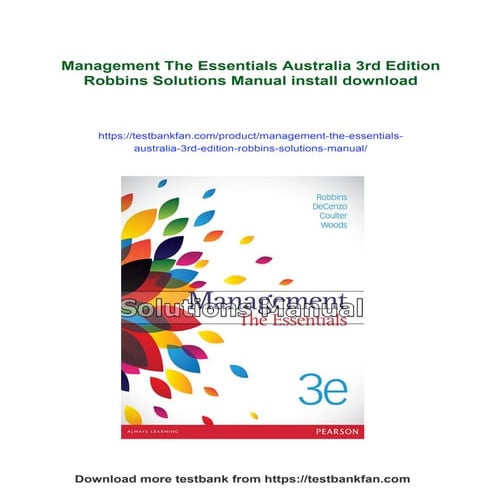 Management The Essentials Australia 3rd Edition Robbins Solutions ...