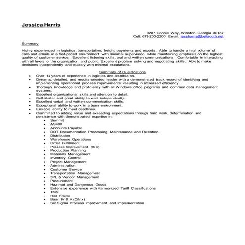Jessica Harris Resume | DOCX