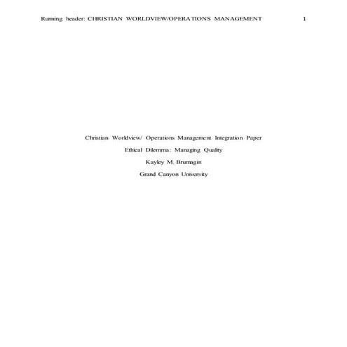 Christian Worldview mgt paper BRUMAGIN | DOCX