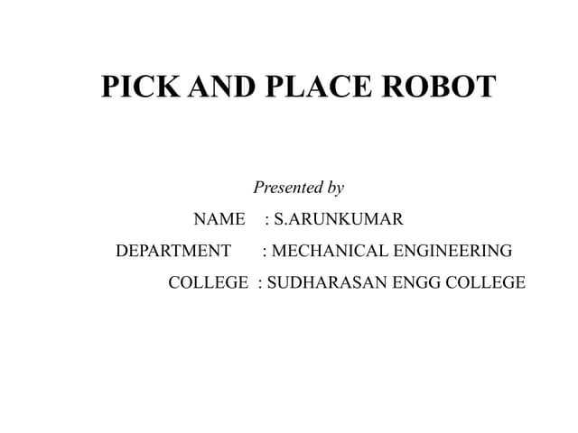 pick and place robotic arm | PPT