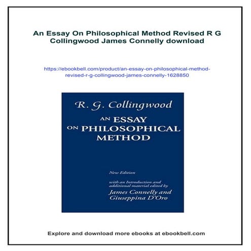 An Essay On Philosophical Method Revised R G Collingwood James Connelly ...