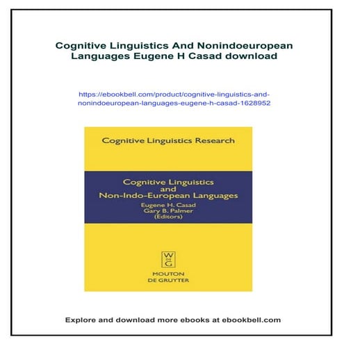 Cognitive Linguistics And Nonindoeuropean Languages Eugene H Casad | PDF