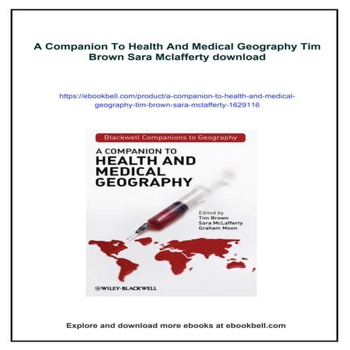 A Companion To Health And Medical Geography Tim Brown Sara Mclafferty | PDF