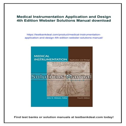 Medical Instrumentation Application and Design 4th Edition Webster Solutions Manual | PDF