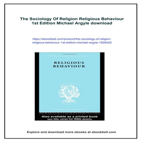 The Sociology Of Religion Religious Behaviour 1st Edition Michael ...