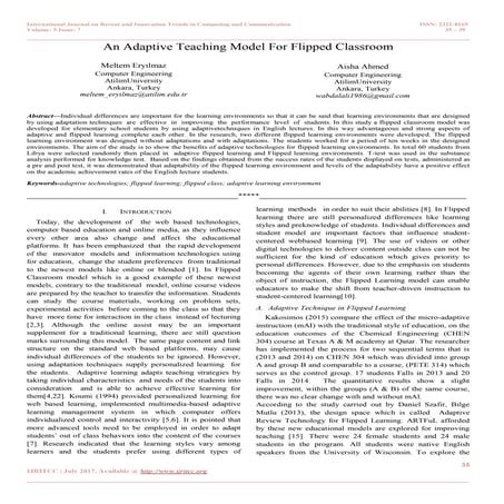 An Adaptive Teaching Model For Flipped Classroom | PDF