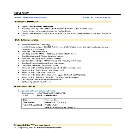 Dba_resume | DOC