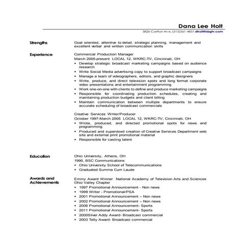 Dana Holt resume | DOCX