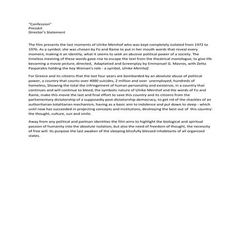 Directors Statement | PDF