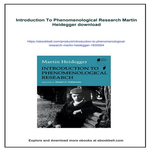 Introduction To Phenomenological Research Martin Heidegger | PDF