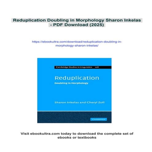 Reduplication Doubling in Morphology Sharon Inkelas | PDF