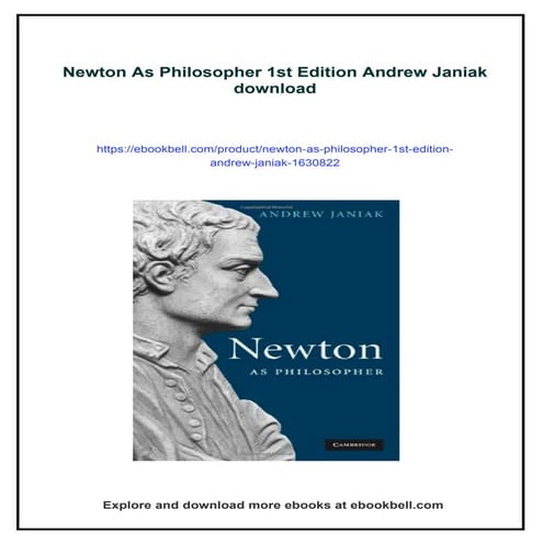Newton As Philosopher 1st Edition Andrew Janiak | PDF