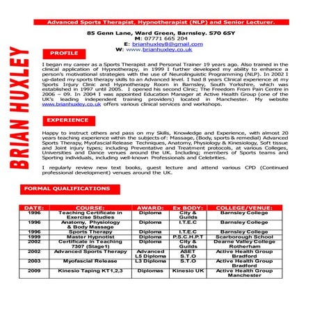 Brian Huxley CV. (up-dated 2015) | DOCX