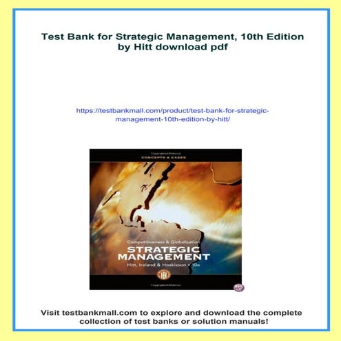 Test Bank for Strategic Management, 10th Edition by Hitt | PDF