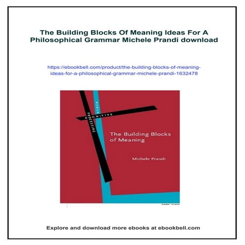 The Building Blocks Of Meaning Ideas For A Philosophical Grammar ...