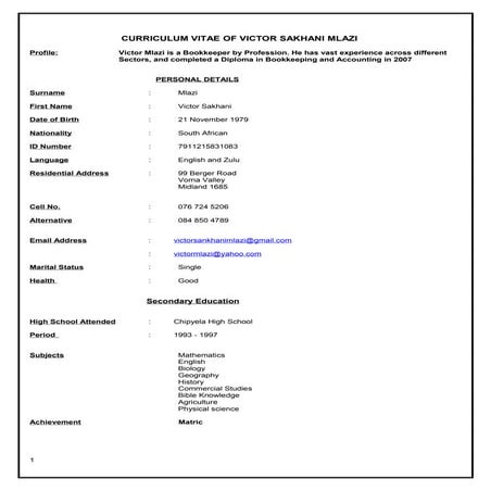 Cv For Victor M | DOC