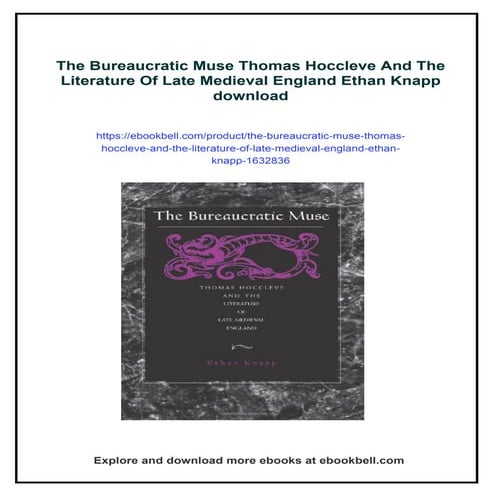 The Bureaucratic Muse Thomas Hoccleve And The Literature Of Late ...