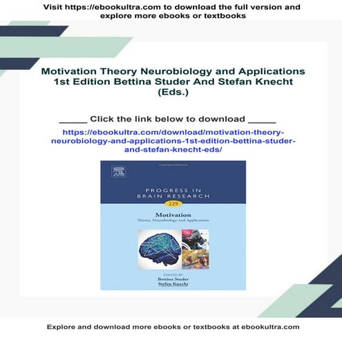 Motivation Theory Neurobiology and Applications 1st Edition Bettina Studer And Stefan Knecht ...