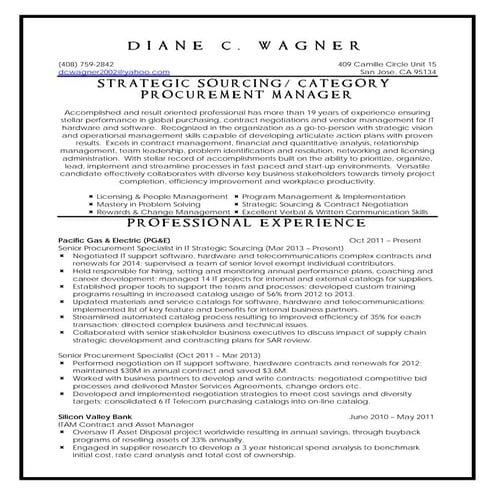 Diane C. Wagner Resume | PDF