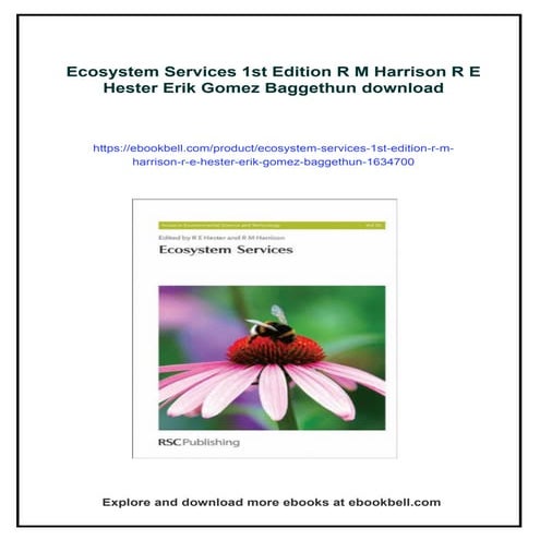 Ecosystem Services 1st Edition R M Harrison R E Hester Erik Gomez ...