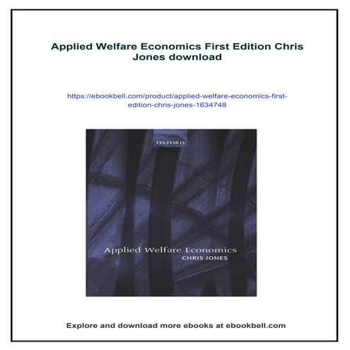 Applied Welfare Economics First Edition Chris Jones | PDF