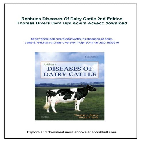 Rebhuns Diseases Of Dairy Cattle 2nd Edition Thomas Divers Dvm Dipl ...