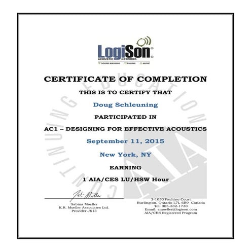 LogiSon Acoustic Certificate | PDF
