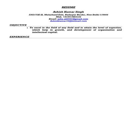 Ashish Kumar Resume | DOC