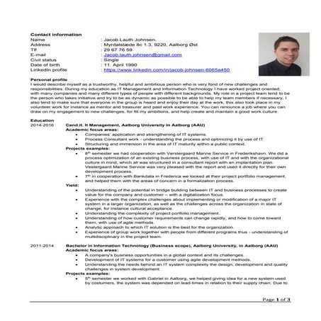 CV - Jacob Lauth Johnsen | PDF