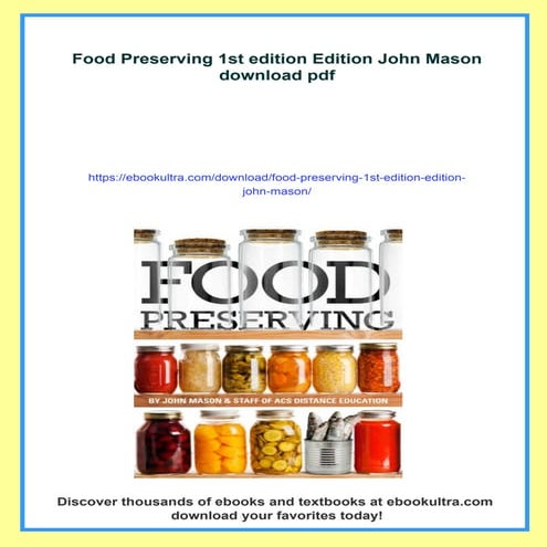 Food Preserving 1st edition Edition John Mason | PDF