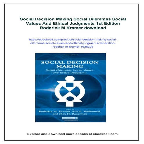 Social Decision Making Social Dilemmas Social Values And Ethical ...