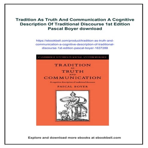 Tradition As Truth And Communication A Cognitive Description Of ...