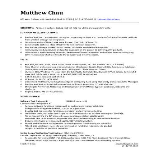 Matthew Chau_Resume | DOC | Operating Systems | Computer Software and Applications