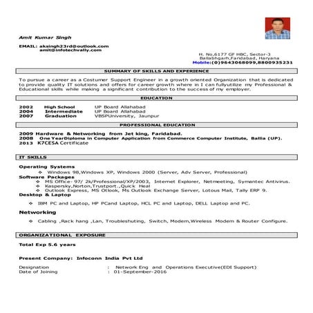 Amit Kumar Singh RESUME | PDF