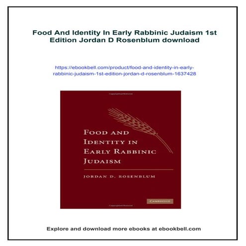 Food And Identity In Early Rabbinic Judaism 1st Edition Jordan D ...