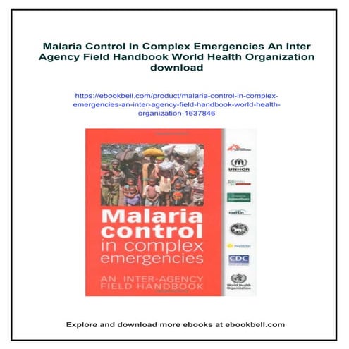 Malaria Control In Complex Emergencies An Inter Agency Field Handbook ...